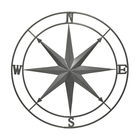 Zeckos | Wall Decor | Scratch Dent Galvanized Zinc Finish Metal Compass ...
